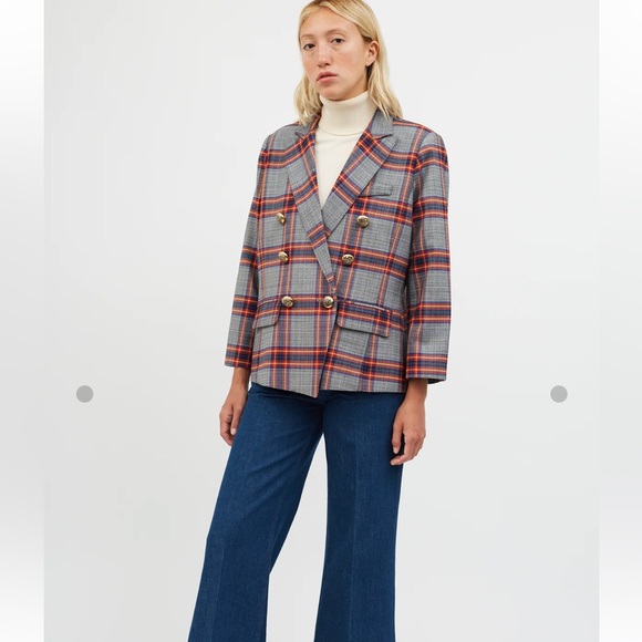 Smythe | Jackets & Coats | Smythe Double Breasted Grey And Red Plaid ...